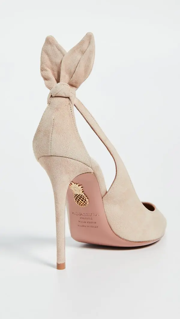 AQUAZZURA 105mm Bow Tie Pumps - Honey
