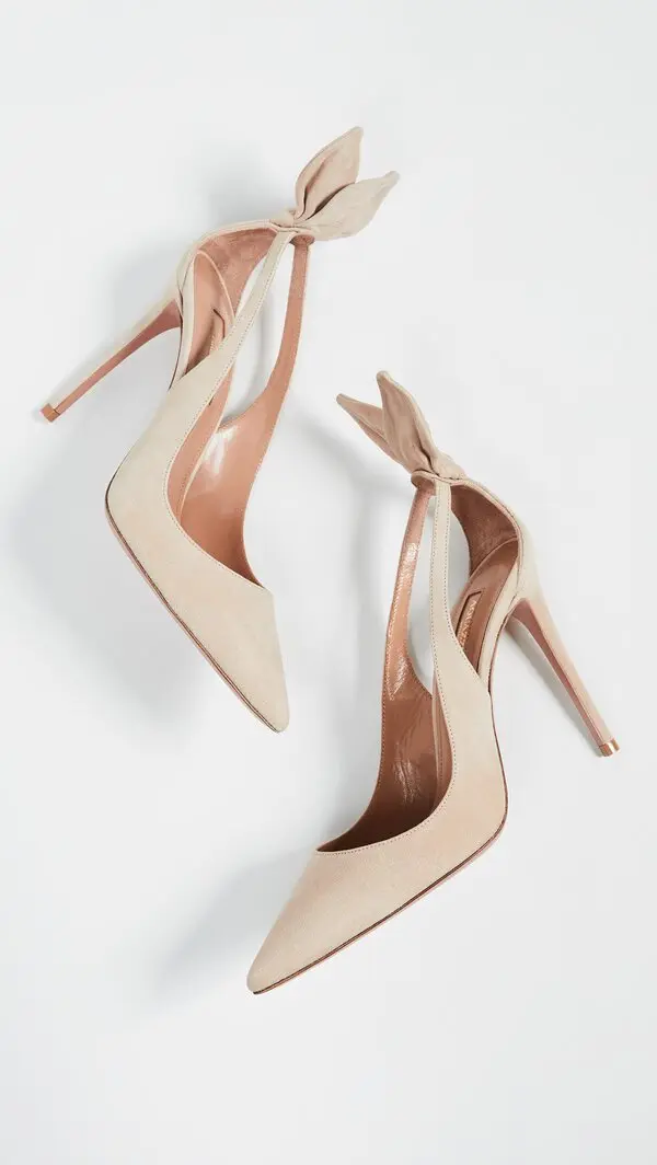 AQUAZZURA 105mm Bow Tie Pumps - Honey