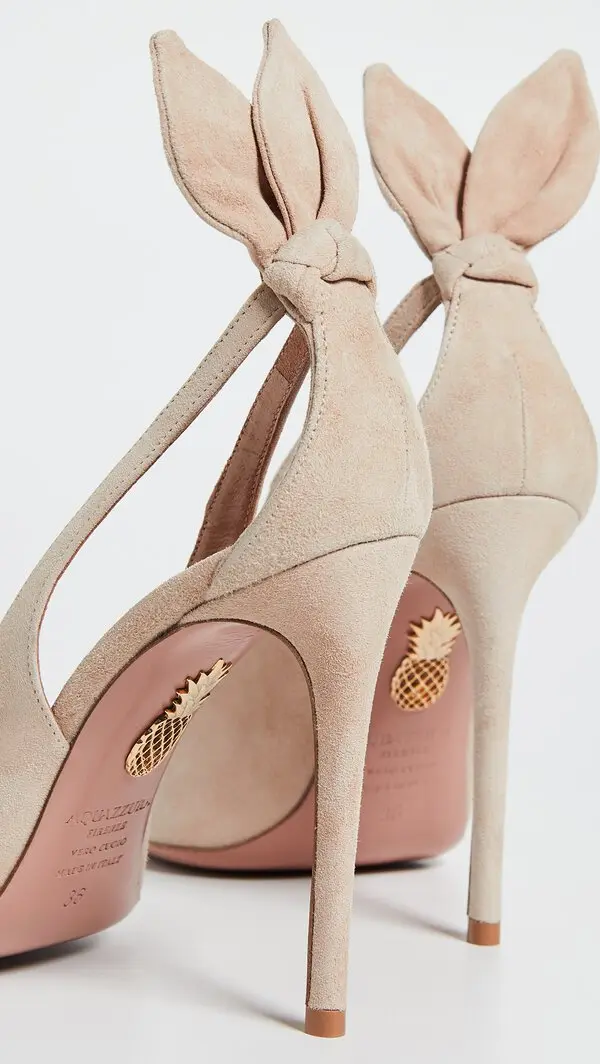 AQUAZZURA 105mm Bow Tie Pumps - Honey