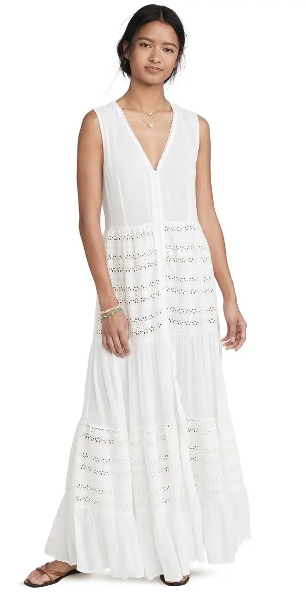 Playa Lucila Eyelet Maxi Dress - White
