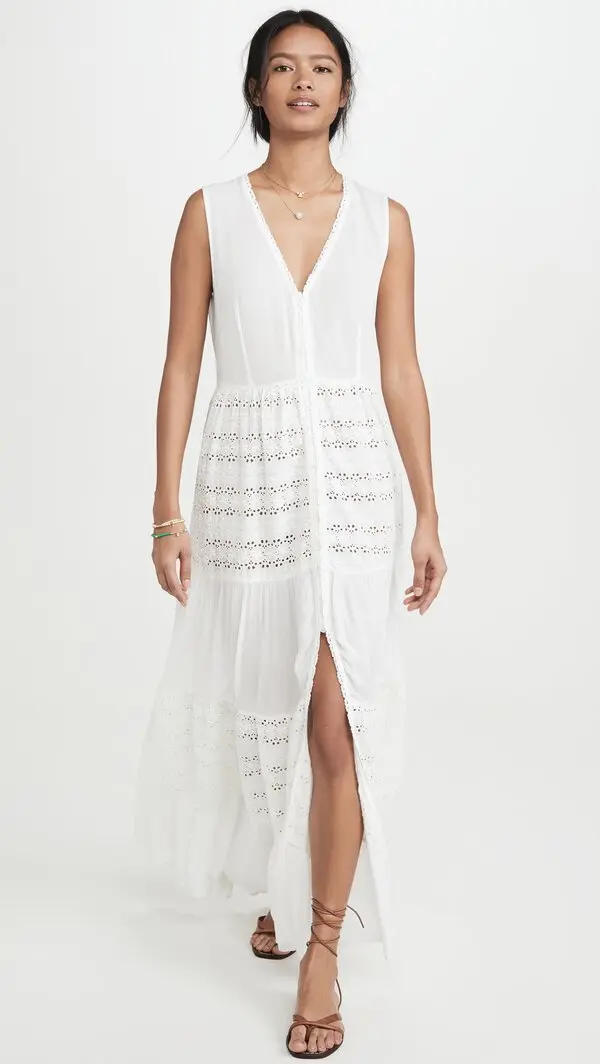 Playa Lucila Eyelet Maxi Dress - White