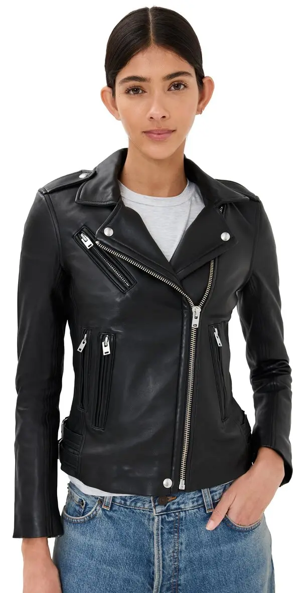 Iro Paris Leather Biker Jacket Black Editorialist - Main Image