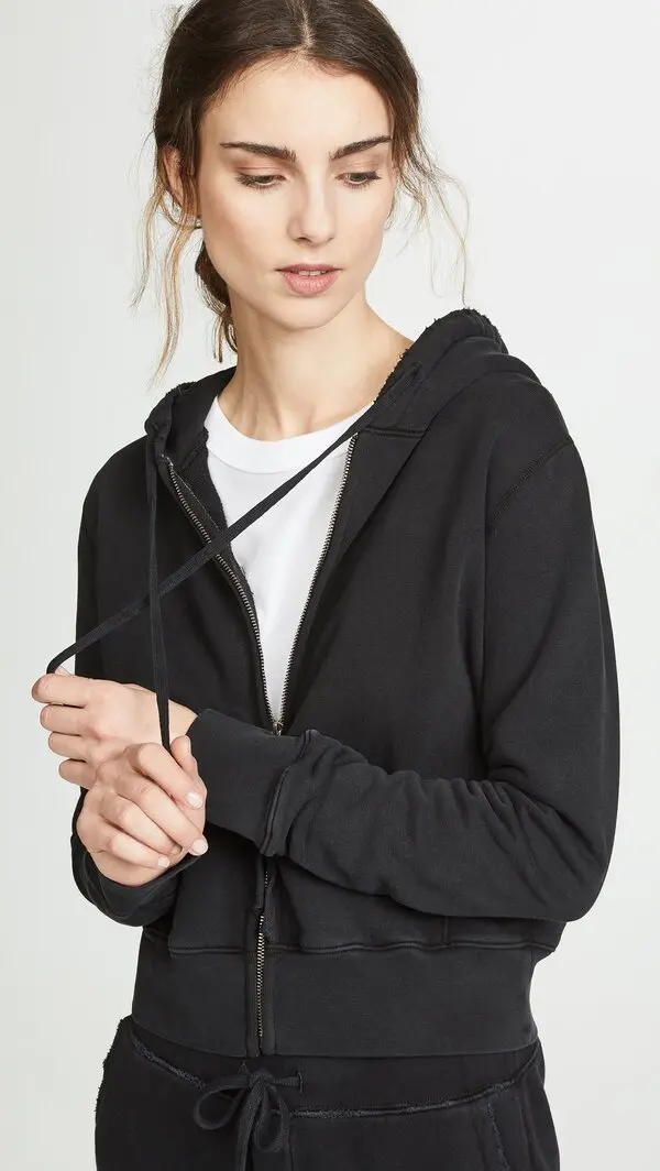 NILI LOTAN Callie Zip Hoodie - Washed Black
