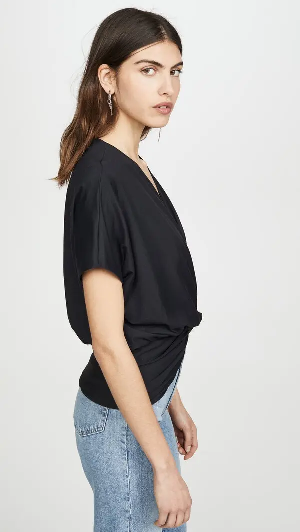 Susana Monaco Twist Front Dolman Top - Black