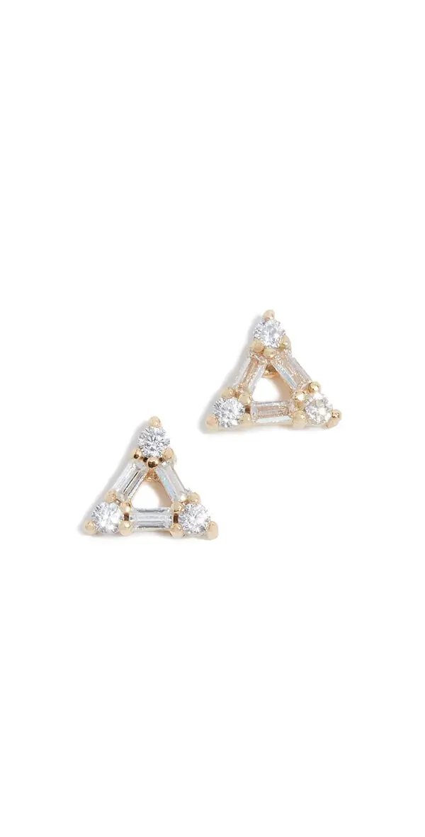 Shashi Trilogy Stud Earrings - Yellow Gold/clear