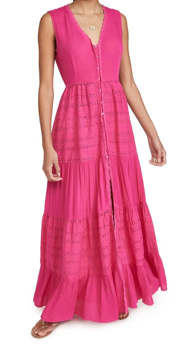 Playa Lucila Eyelet Maxi Dress - Hot Pink | Editorialist