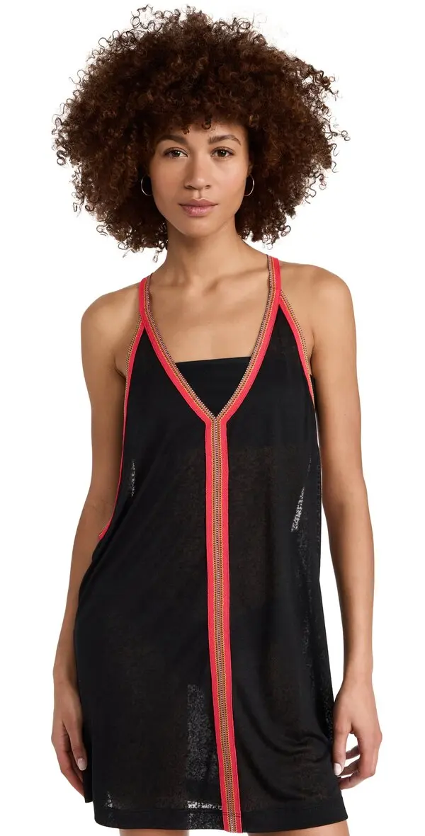 Pitusa Mini Sundress - Black W/fuchsia