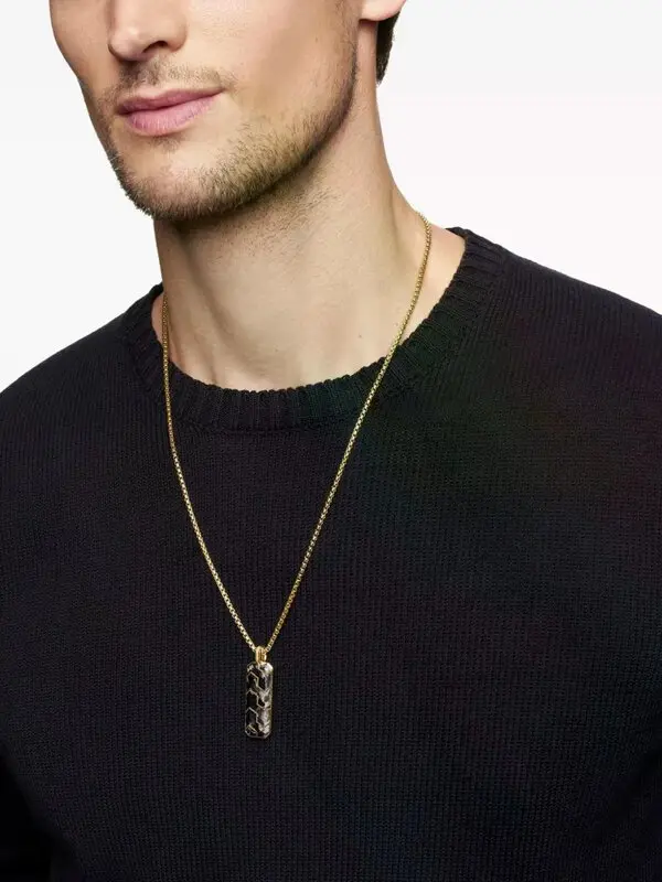 David Yurman 18kt Yellow Forged Carbon Ingot Tag