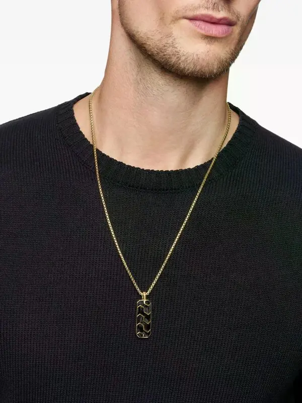 David Yurman 18kt Yellow Forged Carbon Ingot Tag