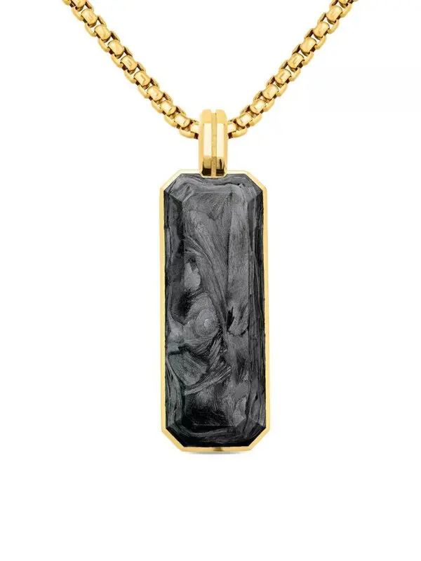 David Yurman 18kt Yellow Forged Carbon Ingot Tag