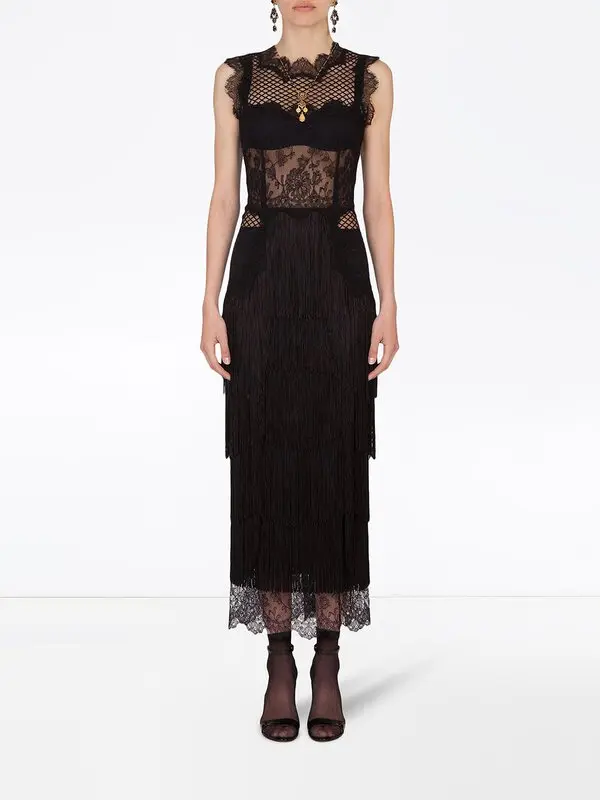 Dolce & Gabbana Fringe-detail Lace Dress