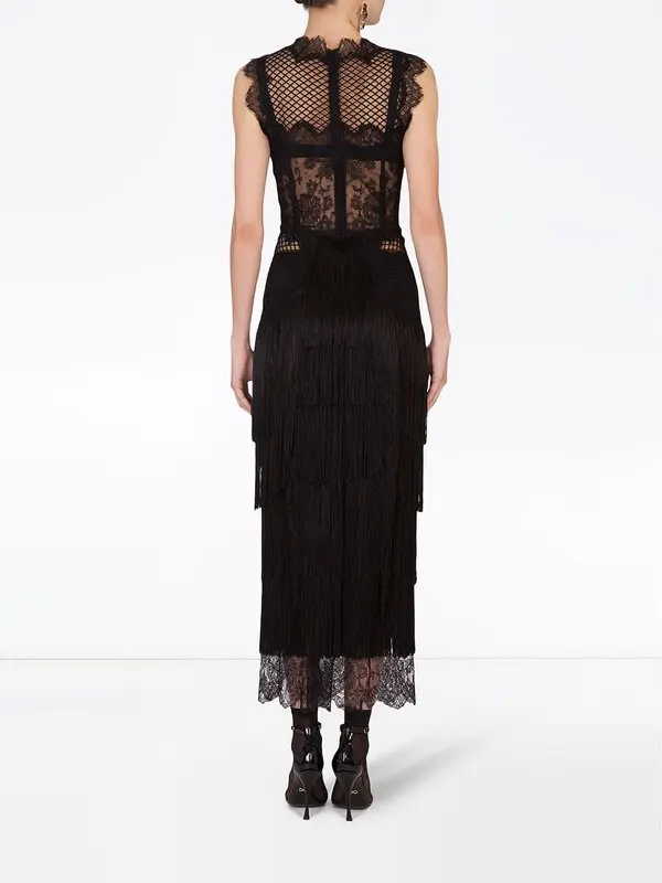 Dolce & Gabbana Fringe-detail Lace Dress