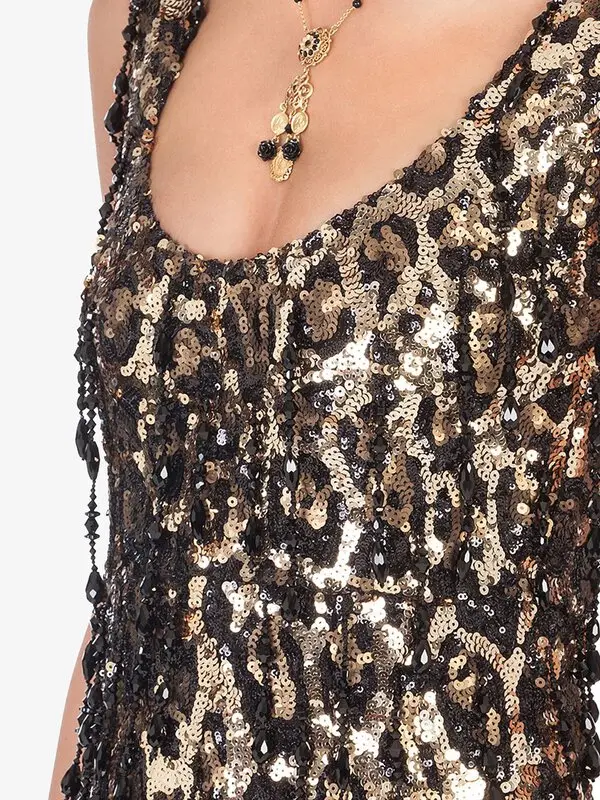 dolce and gabbana leopard sequin dress Dolce & Gabbana leopard-print sequin-embellished Dress | Black