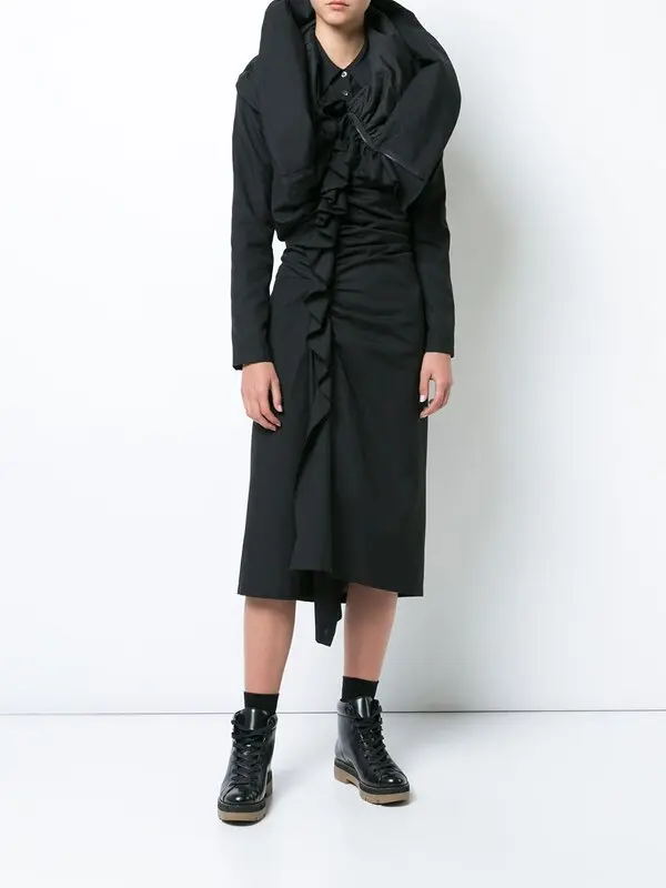 Yohji Yamamoto Gathered Midi Dress