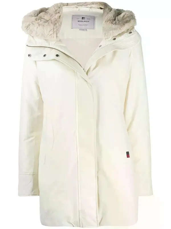 Woolrich Zip-up Hooded Coat - Neutrals