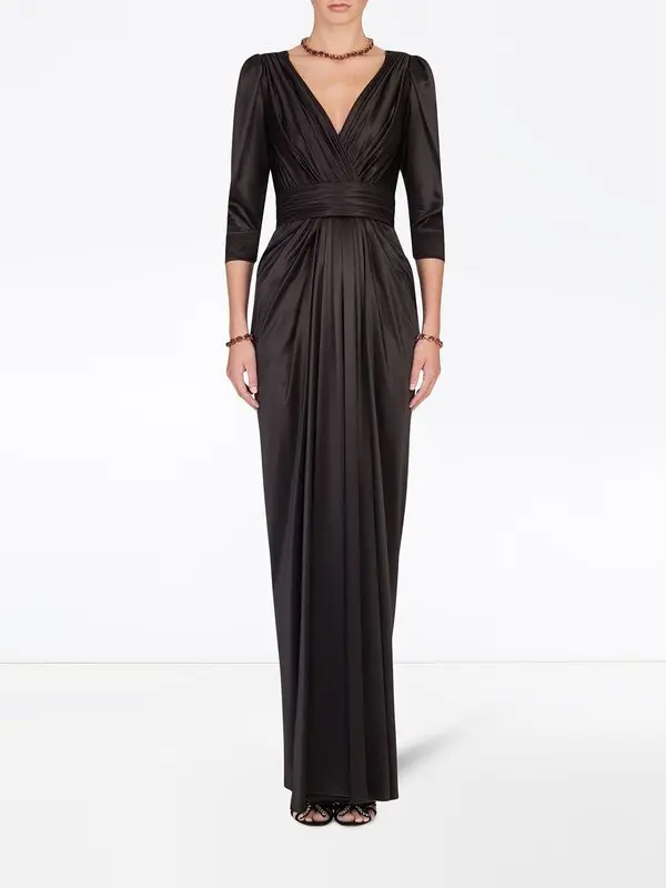 Dolce & Gabbana V-neck Silk Evening Gown