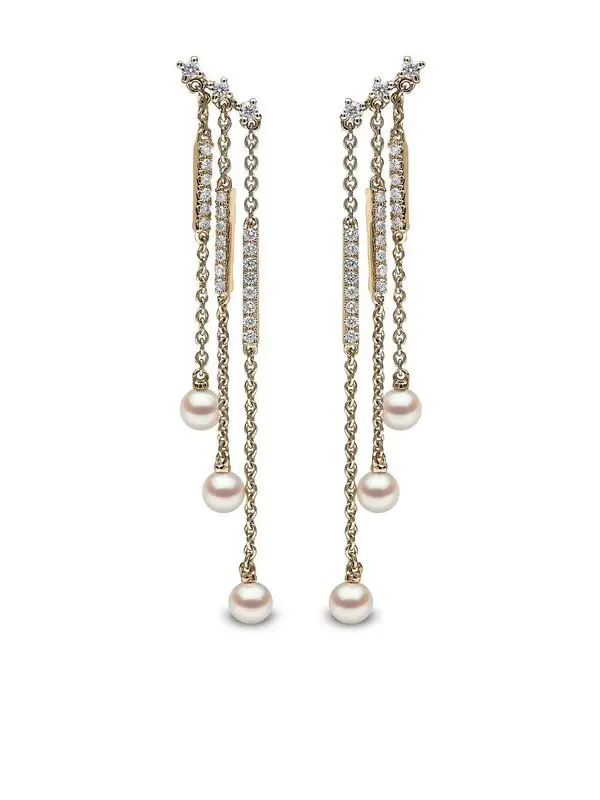 Yoko London 18kt Yellow Akoya Pearl And Diamond Drop Earrings - Gold