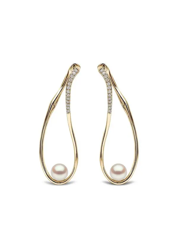 Yoko London 18kt Yellow Akoya Pearl And Diamond Drop Earrings - Gold