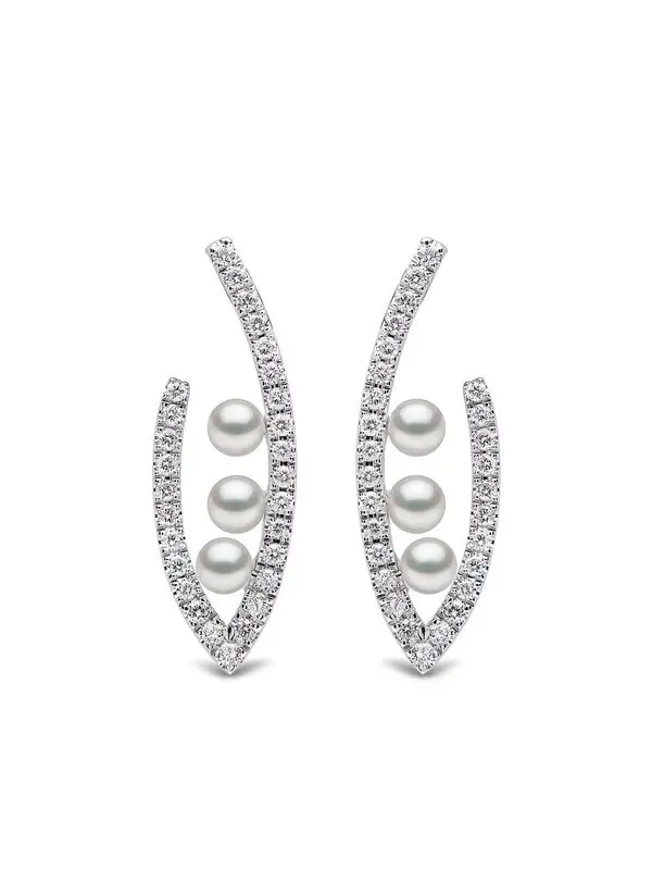 Yoko London 18kt White Gold Akoya Pearl And Diamond Earrings - Silver
