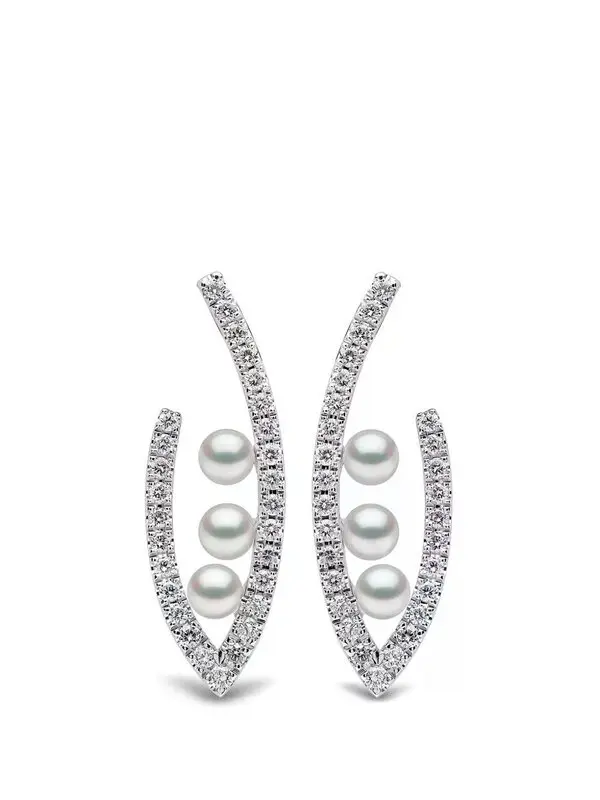 Yoko London 18kt White Gold Akoya Pearl And Diamond Earrings - Silver