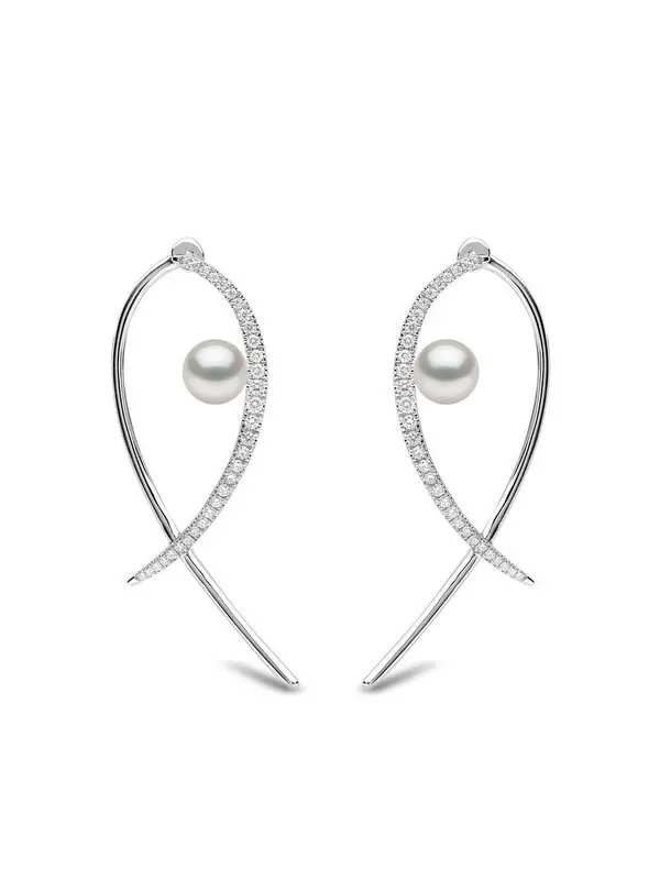 Yoko London 18kt White Gold Akoya Pearl And Diamond Earrings - Silver