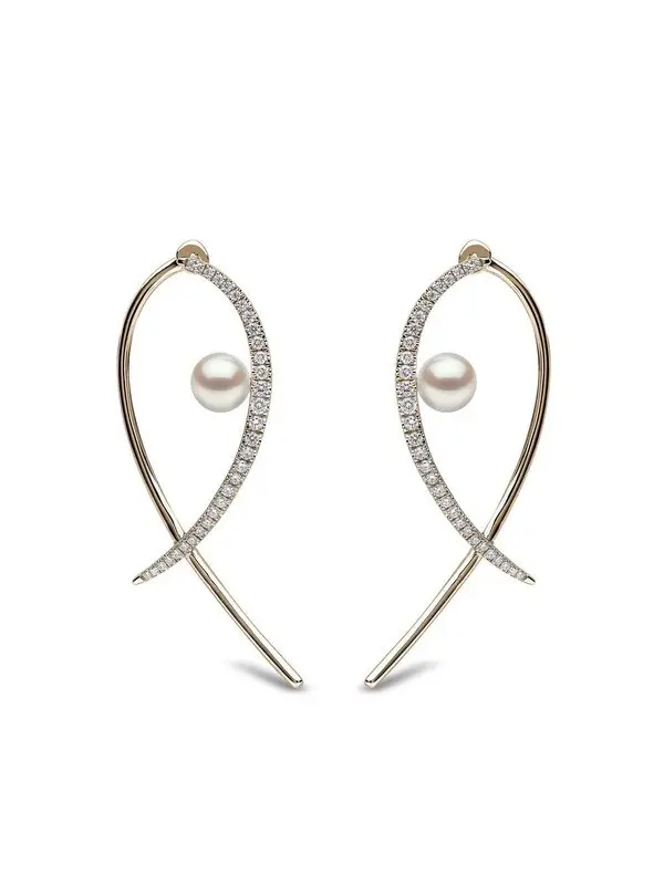Yoko London 18kt Yellow Akoya Pearl And Diamond Earrings - Gold