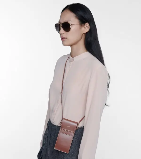 Celine Aviator Sunglasses With Leather Pouch - Gold  display picture 2