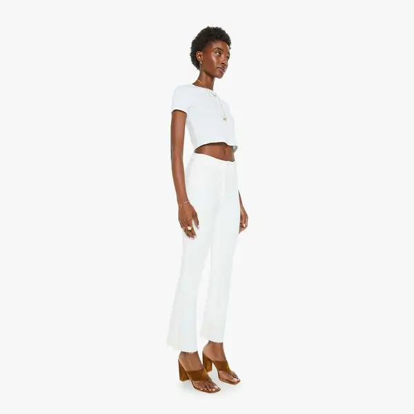 MOTHER The Hustler Ankle Fray Jeans - White