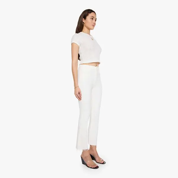 MOTHER The Hustler Ankle Fray Jeans - White