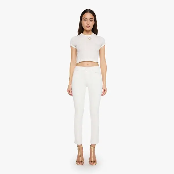 MOTHER The Mid Rise Dazzler Ankle Jeans - White