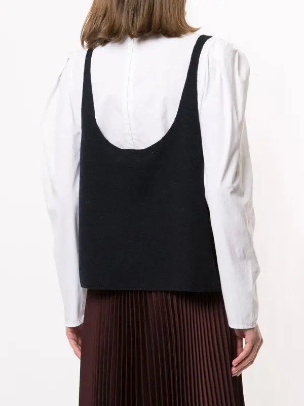 Tibi Sleeveless Wool Scoop Neck Sweater - Blue