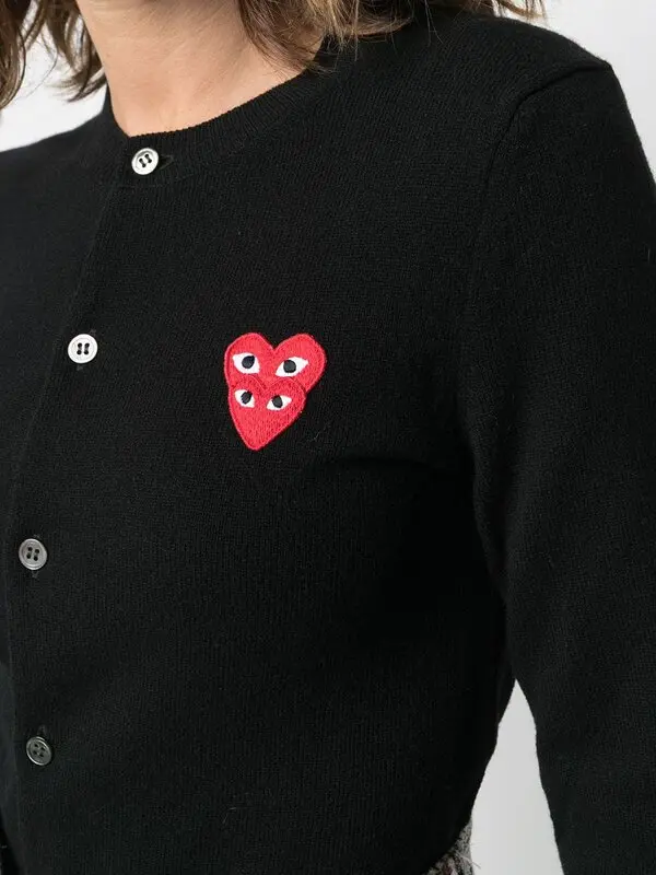 Play Comme Des Garcon Overlapping Heart Wool Cardigan