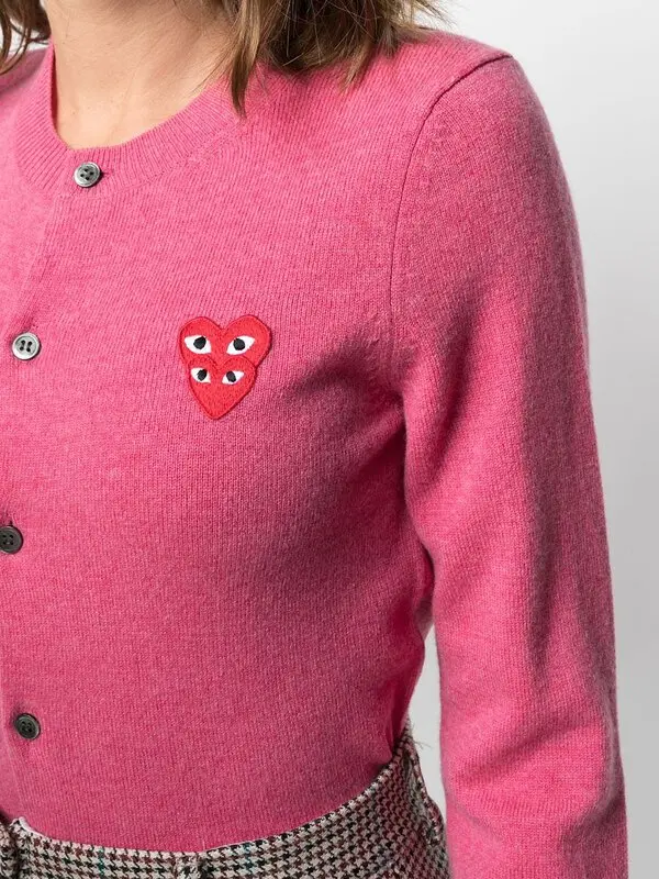 Play Comme Des Garcon Overlapping Heart Wool Cardigan