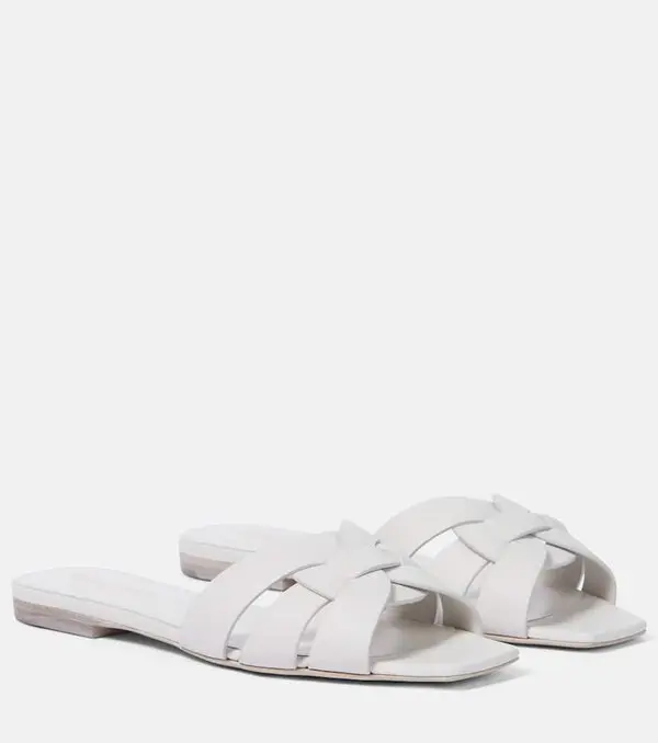 Saint Laurent Tribute Leather Sandals - White