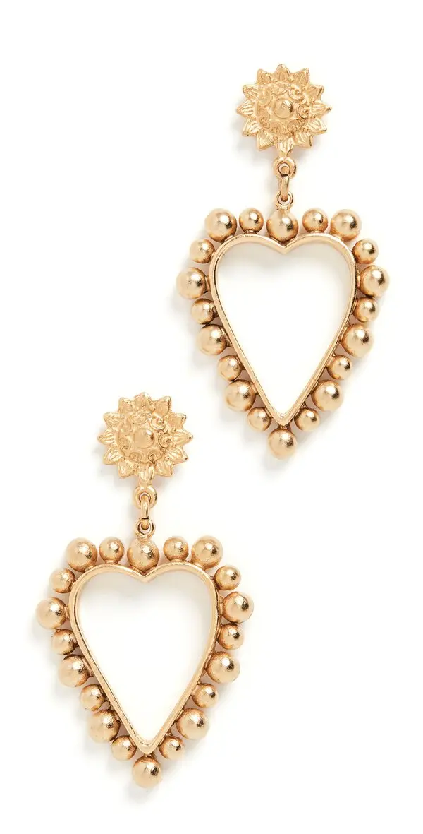 Brinker & Eliza Heart Drop Earrings - Gold