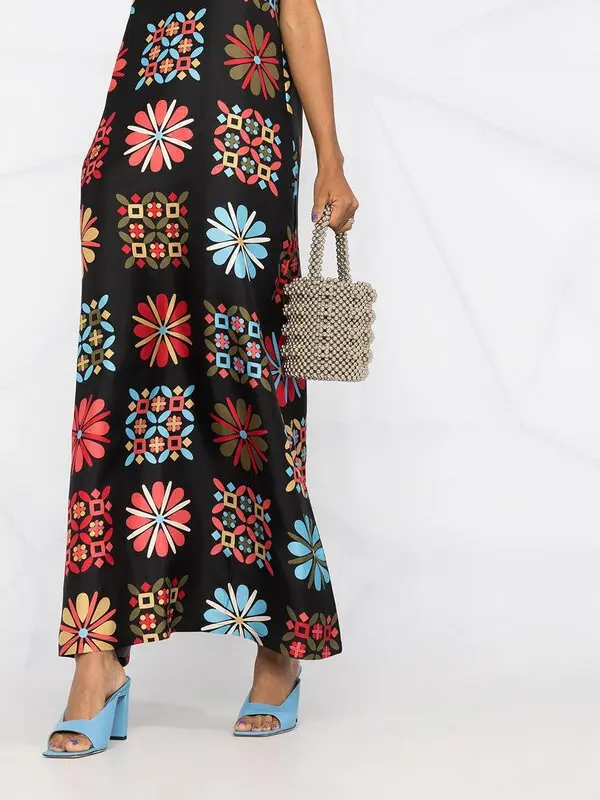 La DoubleJ Printed Silk Maxi Dress - Black