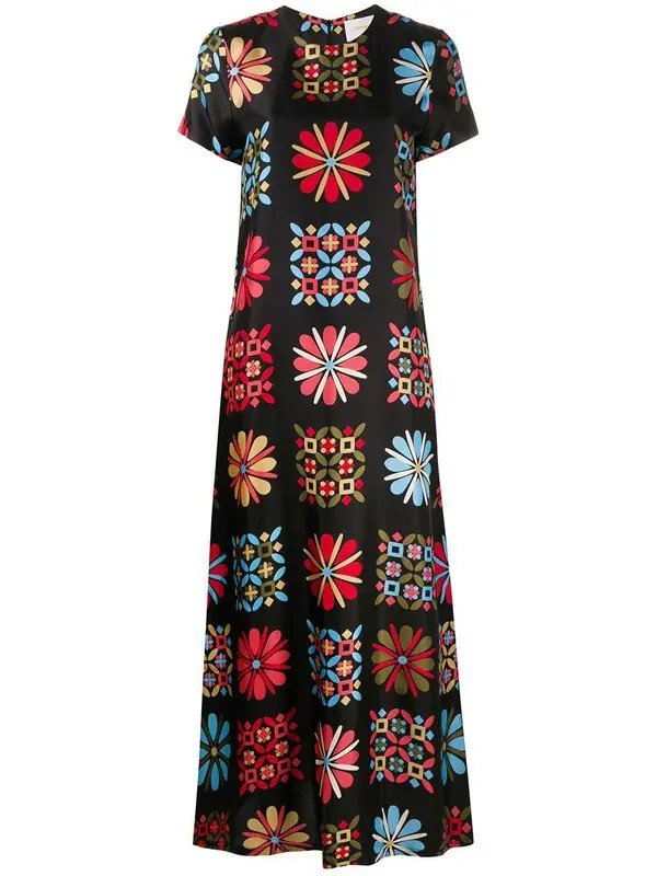 La DoubleJ Printed Silk Maxi Dress - Black