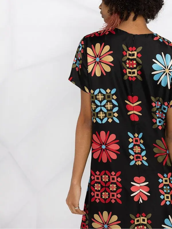 La DoubleJ Printed Silk Maxi Dress - Black