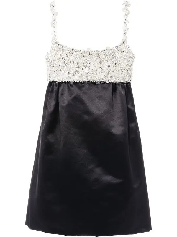 Miu Miu Crystal-Embellished Satin Dress - Black | Editorialist