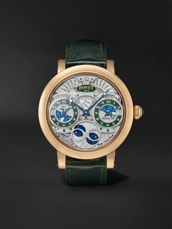 BOVET Récital 27 Limited Edition 46mm 18-karat Red Gold And Leather Watch - Green