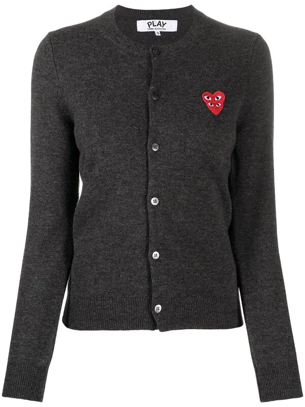 Play Comme Des Garcon Overlapping Heart Wool Cardigan
