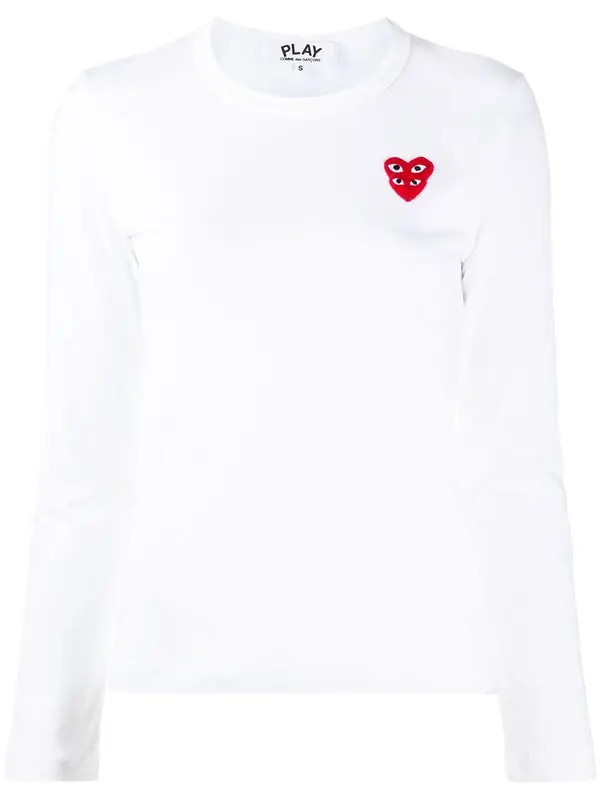 Play Comme Des Garcon Embroidered Logo Longsleeved Top - White