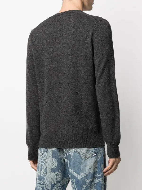 Play Comme Des Garcon Embroidered Double Heart Patch Jumper - Grey