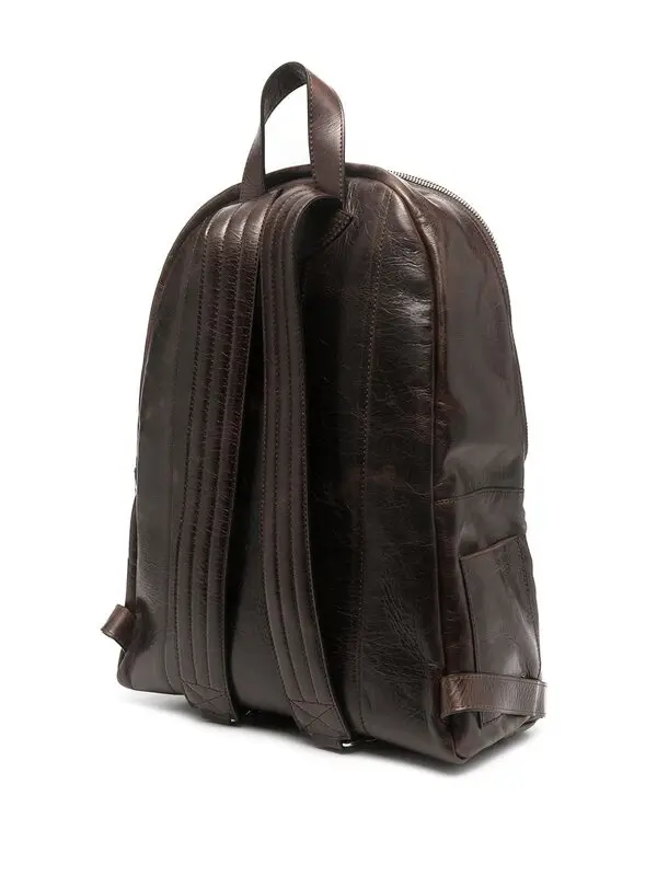 ORTIGNI Cracked-effect Leather Backpack - Brown