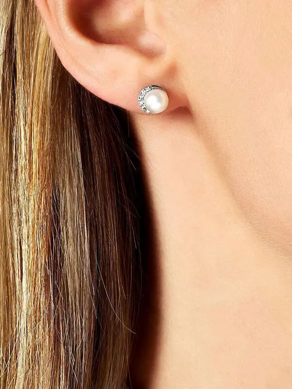 Yoko London 18kt White Gold Pearl And Diamond Stud Earrings