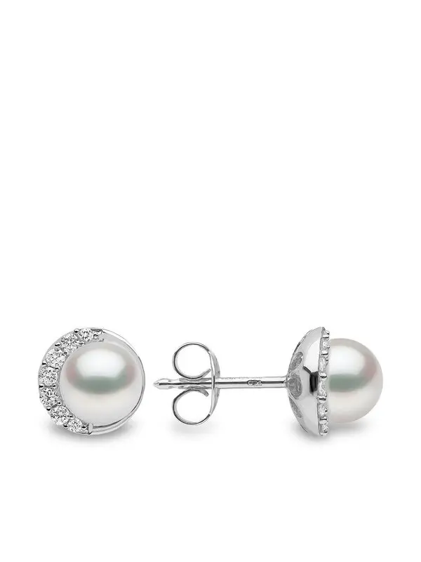Yoko London 18kt White Gold Pearl And Diamond Stud Earrings
