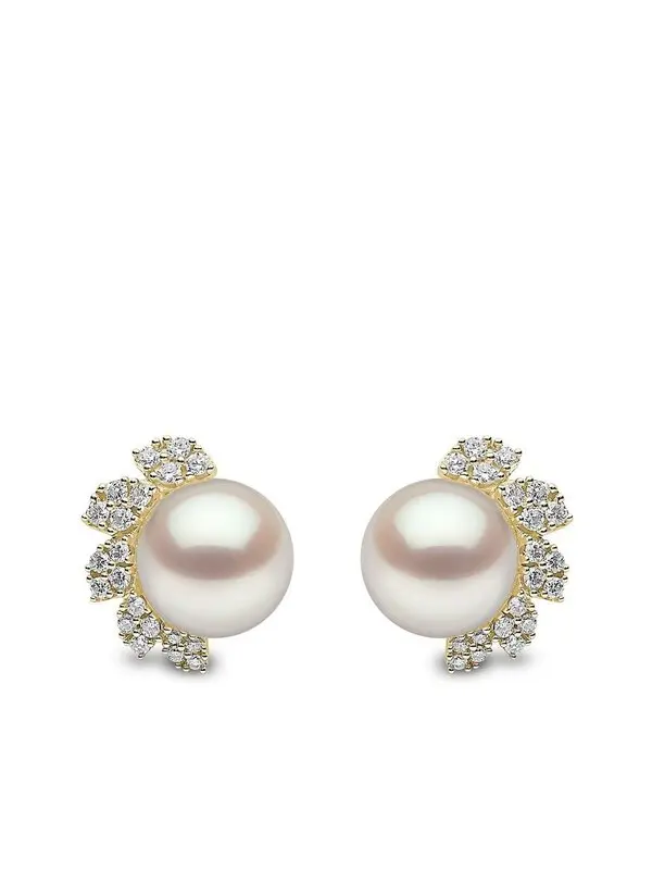 Yoko London 18kt Yellow Diamond And Pearl Stud Earrings - Gold