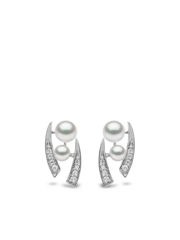 Yoko London 18kt White Gold Pearl And Diamond Stud Earrings - Silver