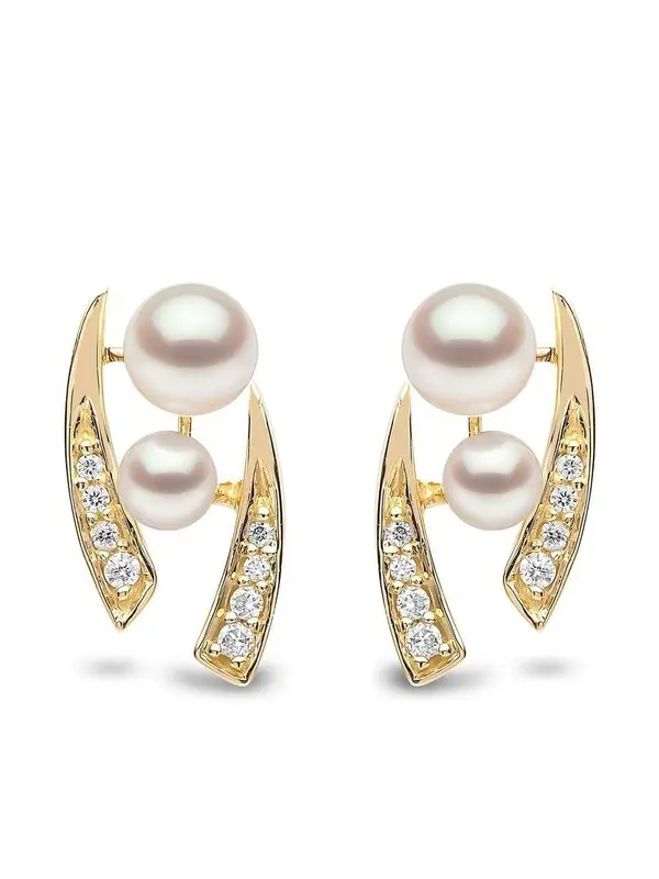 Yoko London 18kt Yellow Diamond And Pearl Stud Earrings - Gold