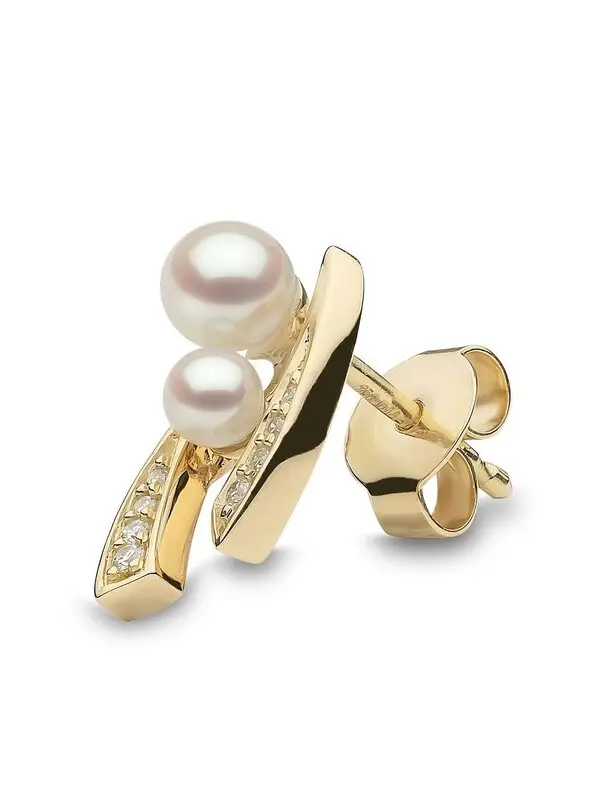 Yoko London 18kt Yellow Diamond And Pearl Stud Earrings